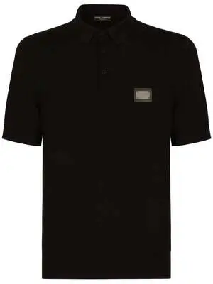 Dolce & Gabbana Virgin Wool Polo With Logo - Black