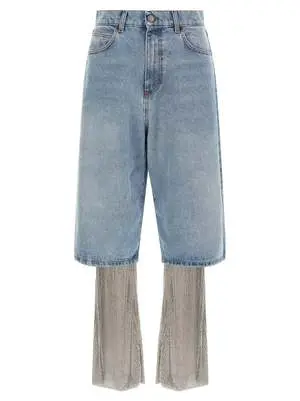 Giuseppe Di Morabito Crystal Embellished Jeans With Leggings - Multicolor