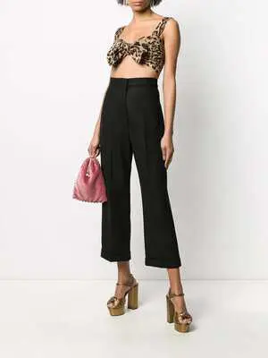 Dolce & Gabbana Leopard Print Cotton Top With Bow Detail - Multicolor