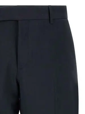 Fendi Tailored Wool Canvas Trousers With Ff Selleria Embroidery - Blue