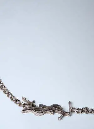 Saint Laurent Cassandre Charm Bracelet With Crystal Embellishments