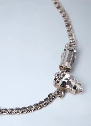 Saint Laurent Cassandre Charm Bracelet With Crystal Embellishments