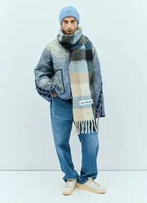 Acne Studios Mohair Checked Scarf - Blue