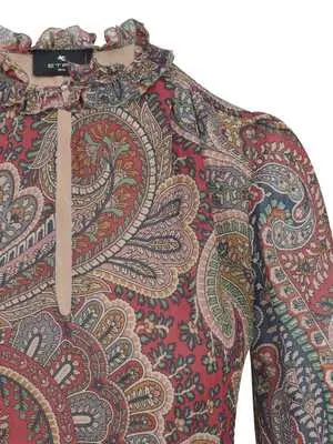 Etro Long Dress With Paisley Print And Ruffled Details - Multicolor