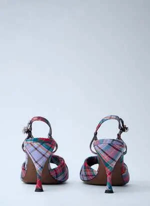 VIVIENNE WESTWOOD Marylin Plaid Stiletto Sandals - Red