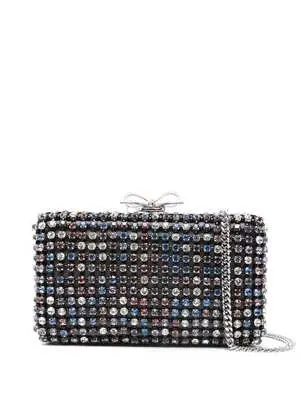 SELF-PORTRAIT Embellished Clutch With Bow Detail And Chain Strap - Multicolor