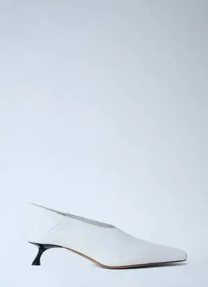 Sportmax Leather Kitten Heel Pumps With Pointed Toe - White