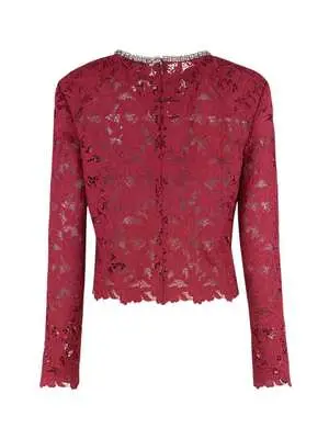 SELF-PORTRAIT Crystal Embellished Lace Top