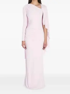 SELF-PORTRAIT Asymmetrical Draped Long Sleeve Gown