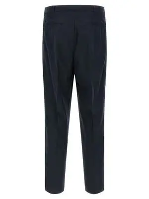 Brunello Cucinelli Cotton Pleated Chinos - Blue
