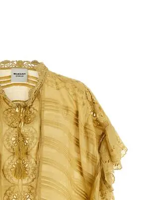 Isabel Marant Étoile Payton" Cotton Top With Lace And Tassels - Yellow
