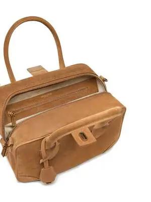 GOLDEN GOOSE Suede Top Handle Bag With Gold Details - Brown