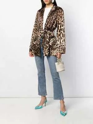 Dolce & Gabbana Leopard Print Silk Shirt With Belt