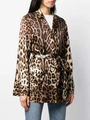 Dolce & Gabbana Leopard Print Silk Shirt With Belt