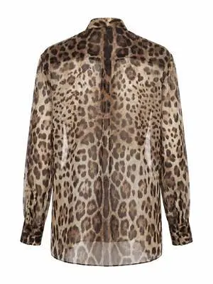 Dolce & Gabbana Leopard Print Silk Shirt With Belt - Multicolor