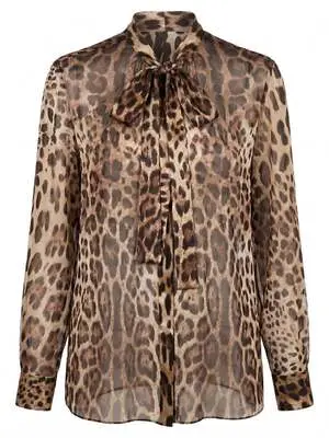 Dolce & Gabbana Leopard Print Silk Shirt With Belt - Multicolor