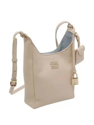 Miu Miu Calf Leather Bucket Bag With Adjustable Shoulder Strap
