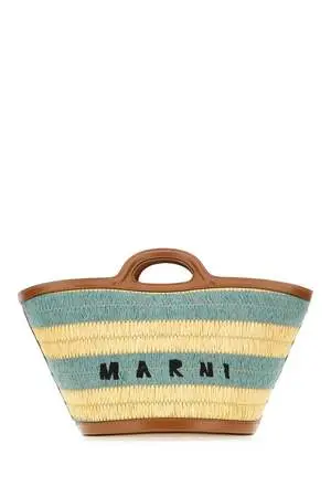 Marni Striped Raffia Tote Bag