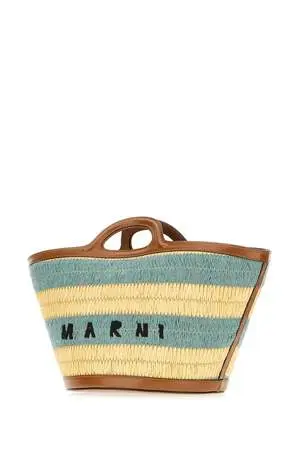 Marni Striped Raffia Tote Bag