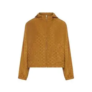 Gucci Gg Motif Hooded Bomber Jacket - Brown