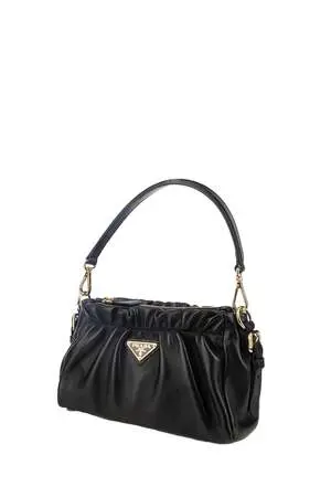 Prada Ruched Leather Shoulder Bag With Gold Tone Hardware - Multicolor