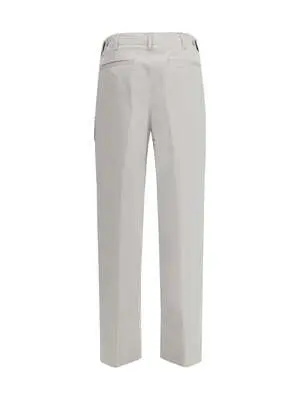 Fendi Cargo Trousers In Stretch Cotton Gabardine - Silver