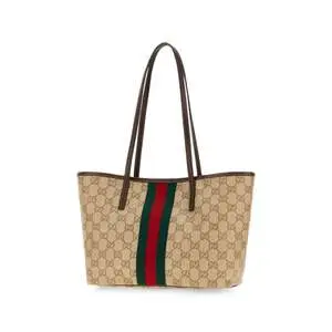 Gucci Beige Gg Pattern Canvas Tote Bag With Detachable Shoulder Strap
