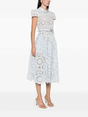 SELF-PORTRAIT Floral Lace Midi Dress - Blue