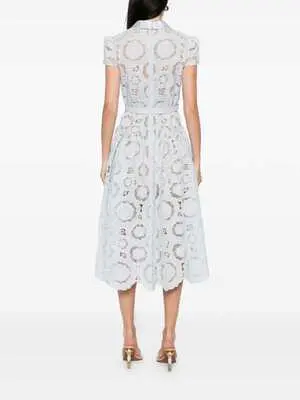 SELF-PORTRAIT Floral Lace Midi Dress - Blue