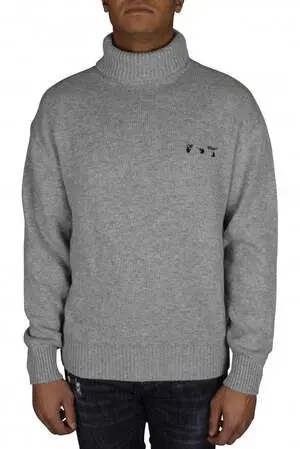 Off-White Off-White Embroidered Turtleneck Sweater Gray