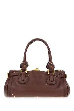 Chloé Leather Shopper Bag With Gold Tone Lock Detail - Multicolor