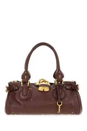 Chloé Leather Shopper Bag With Gold Tone Lock Detail - Multicolor