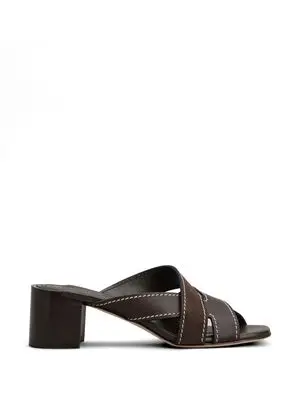 TOD'S T-bar Strap Heeled Sandals - Brown