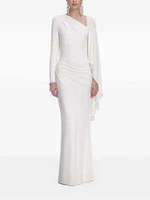SELF-PORTRAIT Long Draped Asymmetrical Neckline Dress