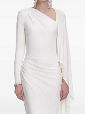 SELF-PORTRAIT Long Draped Asymmetrical Neckline Dress