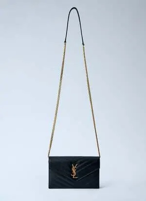 Saint Laurent Cassandre Chain Wallet - Black