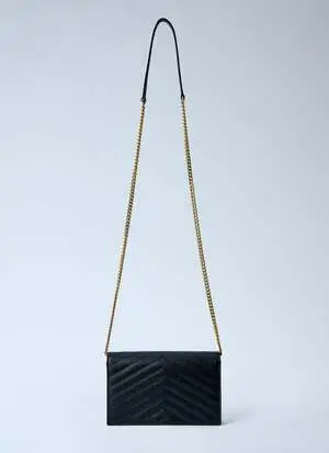 Saint Laurent Cassandre Chain Wallet - Black