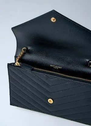 Saint Laurent Cassandre Chain Wallet - Black