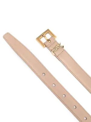 Saint Laurent Cassandre Thin Belt With Square Buckle In Box Leather - Multicolor