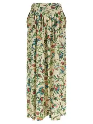 Etro Floral Pattern Cotton Poplin Pleated Skirt