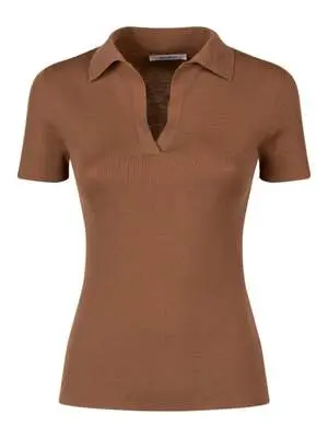 Max Mara Rib-knit Wool Polo Shirt - Brown