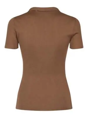 Max Mara Rib-knit Wool Polo Shirt - Brown