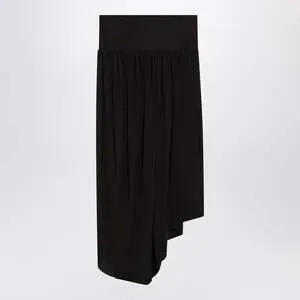 Alaïa Ebony Fluid Jersey Draped Midi Skirt
