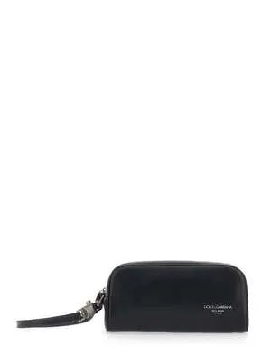 Dolce & Gabbana Leather Clutch With Wrist Strap And Logo - Multicolor