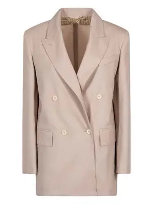 Max Mara Double-breasted Wool Blend Blazer - Multicolor