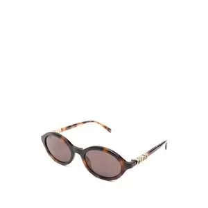 Gucci Oval Frame Sunglasses With Logo Detail - Brown