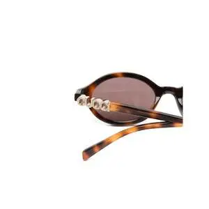 Gucci Oval Frame Sunglasses With Logo Detail - Brown