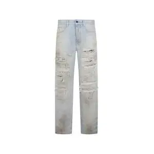 Amiri Light Wash Distressed Straight-leg Jeans - Blue