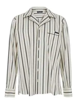 Dolce & Gabbana Black And White Long-sleeved Shirt With Stripe Motif In Cotton For - Multicolor