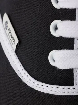 Prada Drill Fabric Lace-up Sneakers - Black